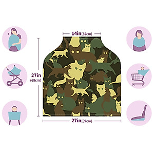 Baby Car Seat Stroller Covers Camouflage Ghost Cat Kitten Camo Nursing Cover Breastfeeding Scarf Soft Breathable Stretchy Infant Car Canopy Coverage Carseat Cover for Boys and Girls Multi Use