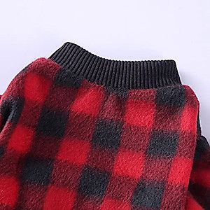ChezAbbey Plaid Pet Clothes for Dog Pajamas Coat Cat PJS Jumpsuit Soft Velvet Doggie Jumpsuit Onesies Jammies Fleece Cat Apparel Warm Flannel Puppy Costumes