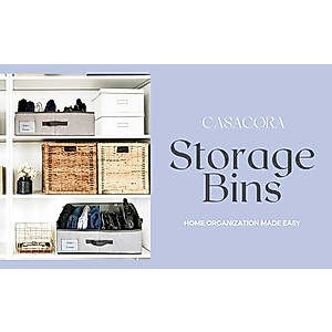 CASACORA XLarge Capacity Storage Organizer Bin, Foldable 3 Pack Trapezoid Closet Bin With Handles + Label, Decorative Storage Container For Clothes, Linens, Toys, Sweaters, Baby Items