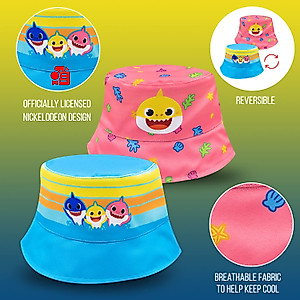 Reversible Pinkfong Baby Shark Sun Hat for Toddler Girls, Boys, and Kids