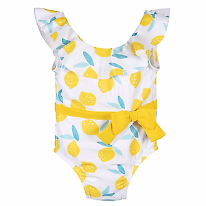 Gerber Girls' One-Piece Swimsuit, White Yellow Lemons, 12 Months