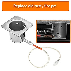 GRISUN Fire Burn Pot for Traeger and Pit Boss Pellet Grill, Upgraded Heavy Duty Pellet Grill Replacement Parts, Come with Hot Rod Igniter, Screws, and Fuse