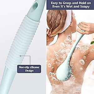 BEDELITE Back Bath Brush Long Handle for Shower - Soft Shower Brush for Men & Women,Back Brush Scrubber(16.4" Long), Skin Exfoliator for Bath Scrubber Body Brush(Blue)