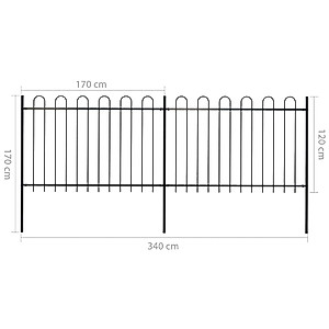 Garden Fence with Hoop Top,Garden Fence Border,Portable Fence,Privacy Fence,Fencing for Yard,Private Fence,Garden Fence for Dogs,for Patio,Backyard,Outdoor Pool,Porch, Steel 11.2ft Black