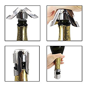 Nanmate 3 Pack Champagne Sealer Stopper Stainless Steel Sparkling Wine Bottle Sealer Set,Prosecco, Cava, and Sparkling Wine Stopper