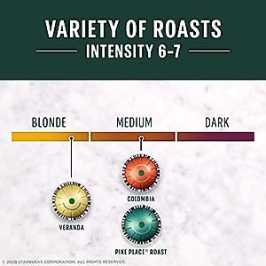Starbucks by Nespresso Blonde & Medium Roast Variety Pack Coffee (32-count single serve capsules, compatible with Nespresso Vertuo Line System)