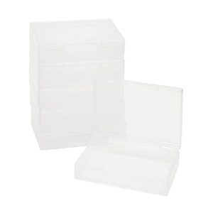 Okuna Outpost 6 Pack Small Clear Plastic Storage Boxes with Lids for School Crafts, TGC Trading Cards Game Travel Cases, 3.7 x 2.5 in