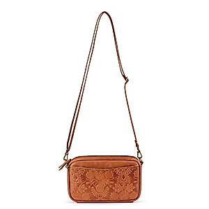 The Sak womens Cora Leather Crossbody, Tobacco Floral Embossed, One Size US
