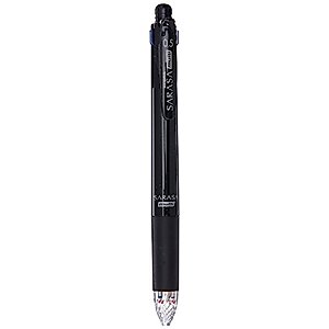 ZEBRA Multi Function Sarasa 4＋S Black/Red/Blue/Green Ink 0.5mm Ballpoint Pen, 0.5mm Mechanical Pencil, Black Body, J4SA11-BK