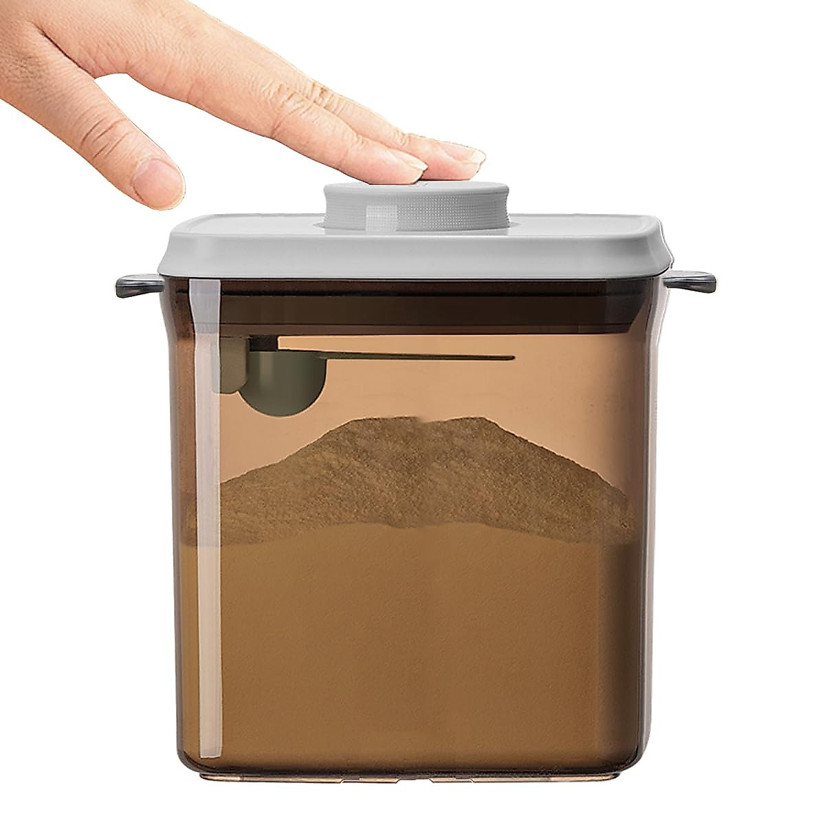 Formula Container, 1700Ml/730g Airtight Formula Dispenser, One Button Handy Pop Up Food Containers Milk Powder Container, BPA-Free Food Storage Containers with Lids, Scoop and Scraper, Dark Brown