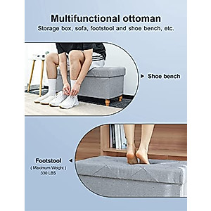 Nicehill 2022 Upgraded 30 Inches Storage Ottoman with Non-Skid Wooden Legs, 80L Ottoman with Storage for Living Room,Bedroom & Entryway, Foot Rest, Load 350lbs (Elegant Grey)