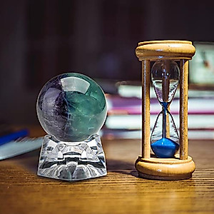 Jovivi 1.2"(30mm) Natural Fluorite Healing Crystal Ball Gemstone Sphere Divination Sculpture Figurine with Acrylic Stand for Decorative