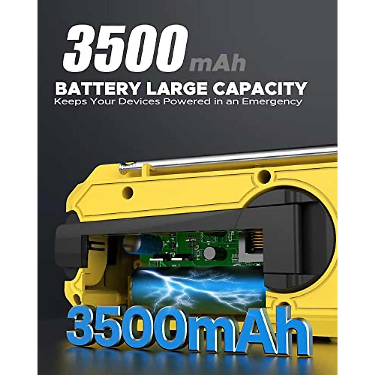 Emergency Weather Radio with Hand Crank Solar Cell Phone Charger, Portable 3500mAh Power Bank NOAA/AM/FM Radio,Battery Power Weather Alert Radios with Flashlights for Emergencies Radio Survial