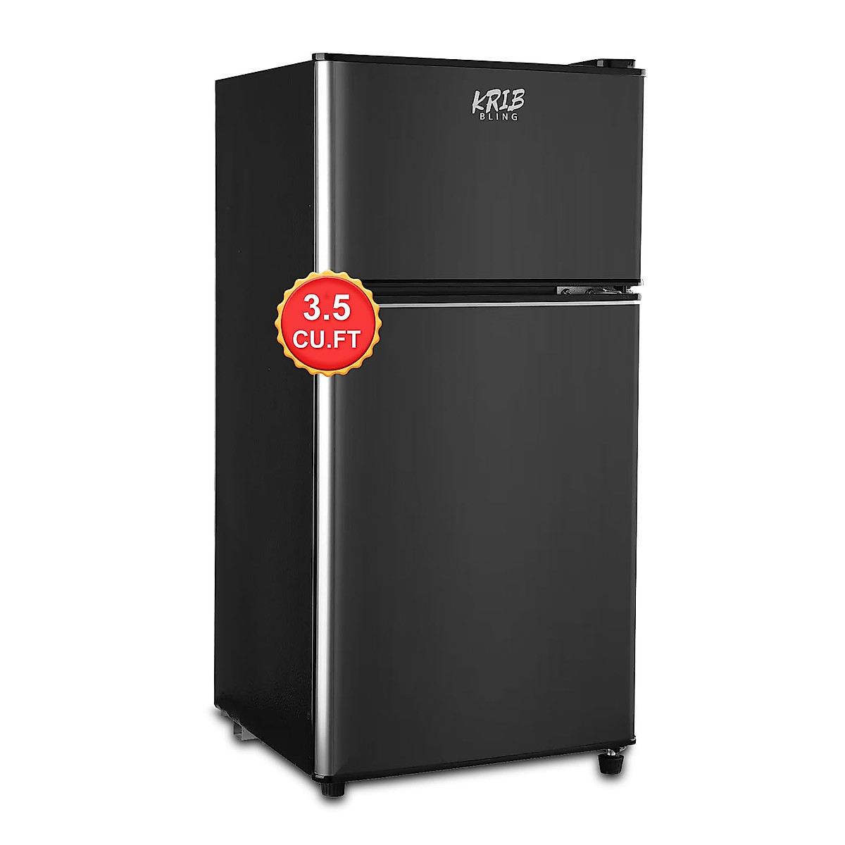 KRIB BLING 3.5 Cu.Ft Compact Refrigerator Mini Fridge with Freezer,7 Level Adjustable Thermostat Removable Shelves Small Refrigerator for Office Dorm Apartment Black