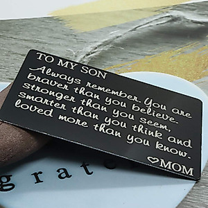 Jstud Inspiration Wallet Insert Cards Engraved You are Braver Stronger Metal Wallet Insert Birthday Gifts for Son from Mom