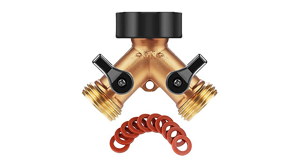 Madeking Heavy Duty Brass 2-Way Hose Splitter for Outdoor Use