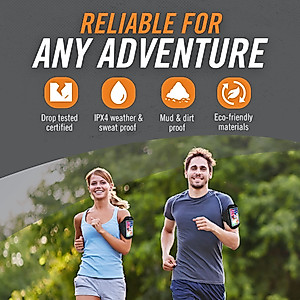 Armpocket Racer Plus Arm Band, Running Phone Holder for iPhone 12/13 Mini, Galaxy S7 Edge, Pixel 4A, & Devices Without Cases Up to 6.3 Inches, 10 to 15-inch Black Strap