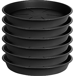 OVZILKI 6 Pack of Plant Saucer Tray 4 6 8 10 12 14 17 19 22 25 inch, Heavy Duty Plastic Pot Plant Drip Trays Saucers for for Indoors Outdoor, Plant Water Tray for Planters 3-5" (4", Black)
