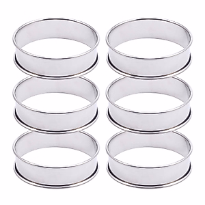6 Pack 4" Double Rolled Cake Crumpet Tart Rings Mold Stainless Steel Round Crumpet Rings for Baking Dessert Ring Tools, Heat-Resistant Metal English Muffin Rings for Home Food Baking Tool