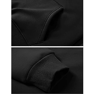 Haellun Womens Casual Winter Warm Fleece Sherpa Lined Pullover Hooded Sweatshirt (Black, Large)