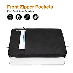 MOSISO Laptop Sleeve Compatible with MacBook Air/Pro, 13-13.3 inch Notebook, Compatible with MacBook Pro 14 inch 2023-2021 A2779 M2 A2442 M1, Polyester Vertical Bag with Pocket & Small Case, Black