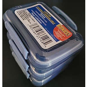 Mini Lock Top Snack Containers with Lids set of 3, Plastic snack container, Locking lids blue or white (Blue)