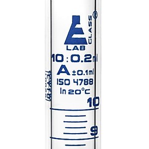EISCO Graduated Cylinder, 10ml - Class A Tolerance ±0.10ml - Hexagonal Base - Blue Graduations - Borosilicate 3.3 Glass
