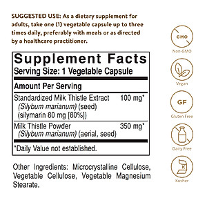 Solgar - Milk Thistle (Silybum Marianum, 100 mg, 250 veggie caps