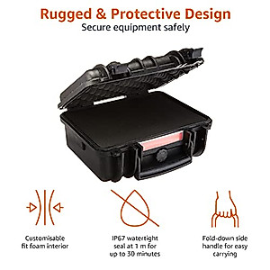 Amazon Basics Small Hard Camera Carrying Case - 12 x 11 x 6 Inches, Black