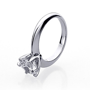 Sterling Silver Ring Round 1.5 carat CZ Stone 6 prong Classic Solitaire Wedding Engagement Ring 7.5MM (Size 5 to 10), 5