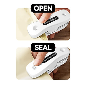 Mini Bag Sealer, Rechargeable Bag Sealer 2-in-1 Bag Sealer and Cutter Easy-use Snack Sealer with Magnet Portable Bag Resealer USB Mini Sealer for Chip Bag Plastic Bag Storage Freshness