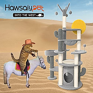 Hawsaiy 72 Inches Cat Tree Tower for Indoor Cat Kitten Furniture Condo with Scratching Sisal Posts, Hammock, Ball Toys and Perch in to The West