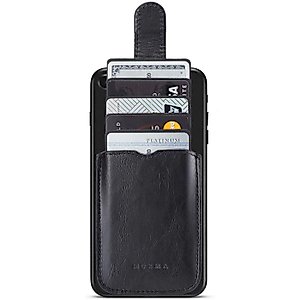 MUMUGUO Card Holder for Back of Phone,Pu Leather RFID Blocking 5 Pull Credit Card Cash Cell Phone Wallet Pocket Stick on Back iPhone