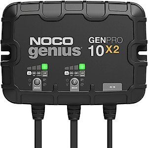NOCO Genius GENPRO10X2, 2-Bank, 20A (10A/Bank) Smart Marine Battery Charger, 12V Waterproof Onboard Boat Charger, Battery Maintainer and Desulfator for AGM, Lithium (LiFePO4) and Deep-Cycle Batteries