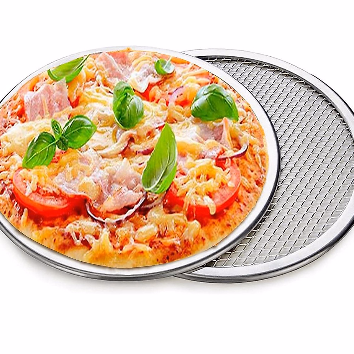 MAXSELL 2 Pack 12-Inch Pizza Screen,Aluminum Pizza Baking Screen, Seamless