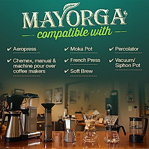 Mayorga Medium Roast Whole Bean Coffee, 2 lb bag - Mayan Blend Organic Coffee Roast - Direct Trade, Specialty Grade, Non-GMO 100% Arabica Coffee Beans