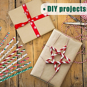 HANSGO Christmas Paper Straws, 180PCS Christmas Drinking Straws Striped Decorative Straws Bulk for New Year Christmas Party Company Annual Meeting Drinking