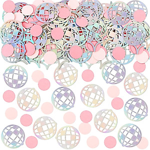 Keaziu 100 PCS Disco Ball Confetti Disco Party Decorations Table Confetti 70s Disco Fever Party Hippie Birthday Engagement Party Girls Boys Night Birthday Favors Decorations Supplies (pink)