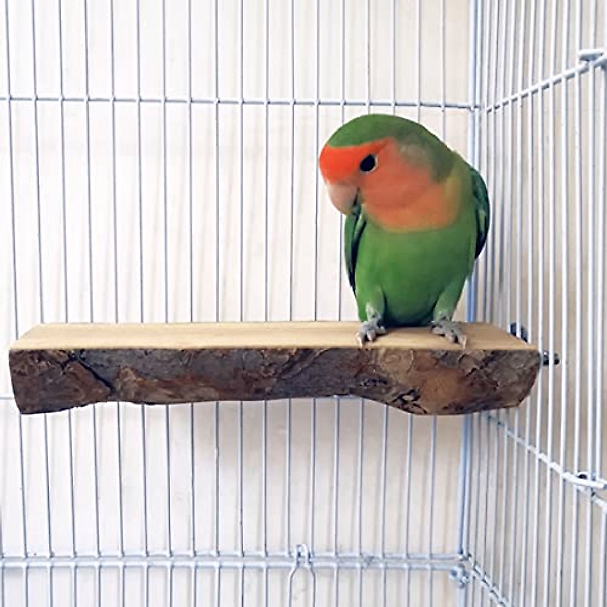 Hamiledyi 4 Pcs Wood Bird Perch Platform Branches Natural Wooden Parrot Stand Paw Grinding Sticks Bird Cage Accessories for Parrots Parakeets Budgies Conures Cockatiels Lovebirds