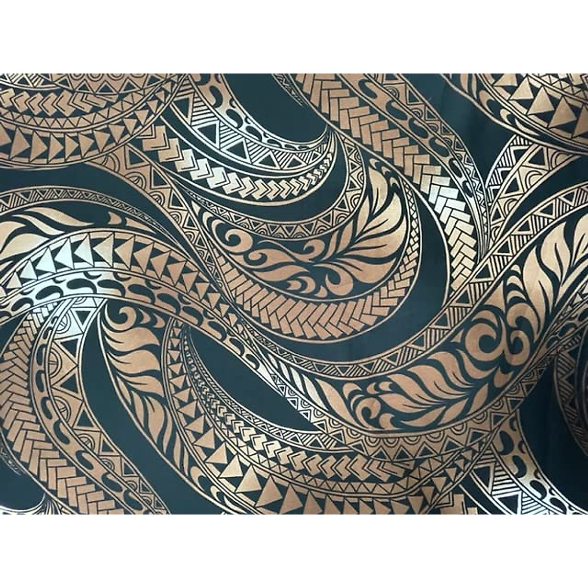 Originals by Hitomi Brown Swirly Tribal Hawaiian Print Fabric Sold by The Yard