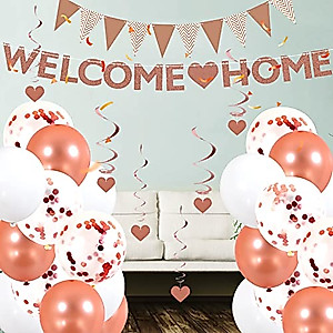 RUSUANJUN 18 Pcs Welcome Home Banner Glitter Welcome Back Balloon Banner Decorations Kit Homecoming Party Decorations Welcome Home Decorations for Welcome Home Party Decorations Welcome Home Sign