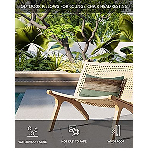 Recliner Head Pillow Ledge Loungers Chair Pillows with Insert Vintage Sage Green Brown Wood Grain Farm Lumbar Pillow with Adjustable Strap Outdoor Waterproof Patio Pillows for Beach Pool, 2 PCS