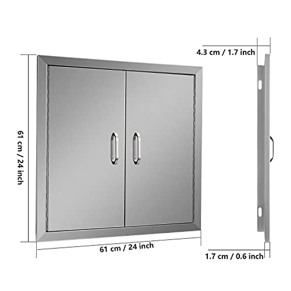 JOMWECL BBQ Access Door, Inch Grill Double Door, Brushed Stainless Steel Outdoor Kitchen Doors for BBQ Island Grilling Station (24*24)