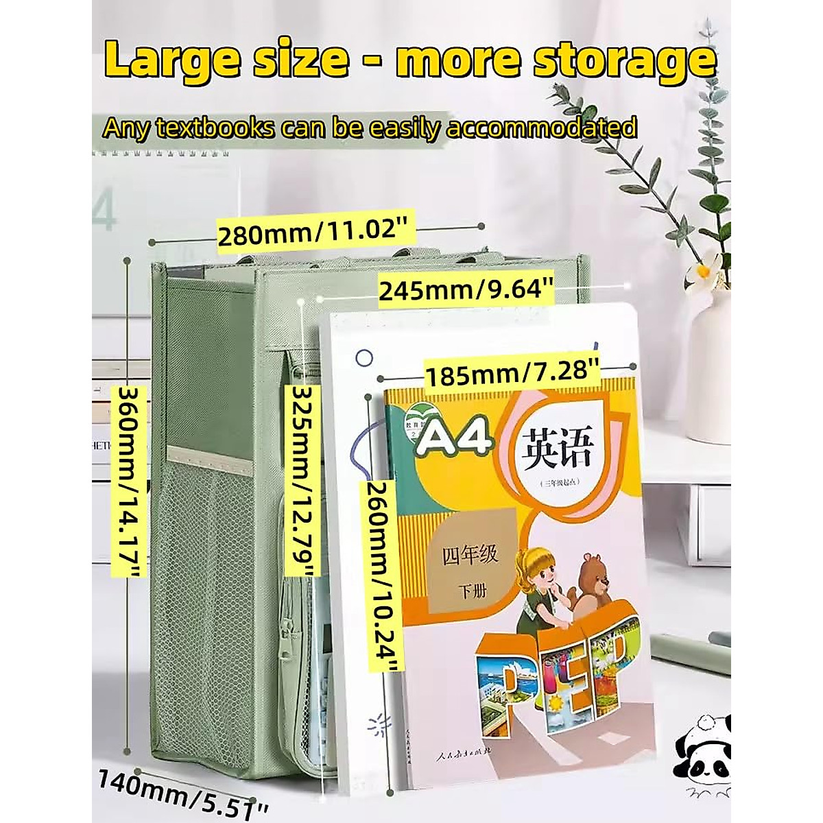 UIVXXUD Portable 8-Layer Canvas Tote Bag with Large Capacity, Ideal for Tutoring, Carrying Books, and Documents, Includes Pens and Panda Stickers (Purple)