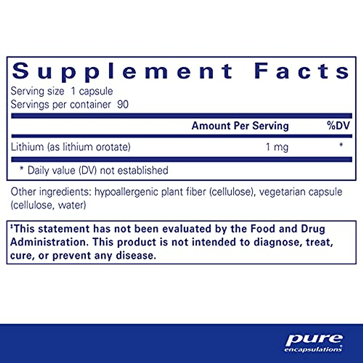 Pure Encapsulations Lithium (Orotate) 1 mg | Support for Calmness and Behavior | 90 Capsules