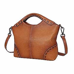 HESHE Genuine Leather Purses for Women Vintage Handbag Designer Satchel Ladies Shoulder Bag Crossbody Purse
