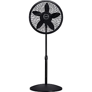 Lasko Oscillating Pedestal Fan, Adjustable Height, 3 Speeds, for Bedroom, Living Room, Home Office and College Dorm Room, 18", Black, 1827