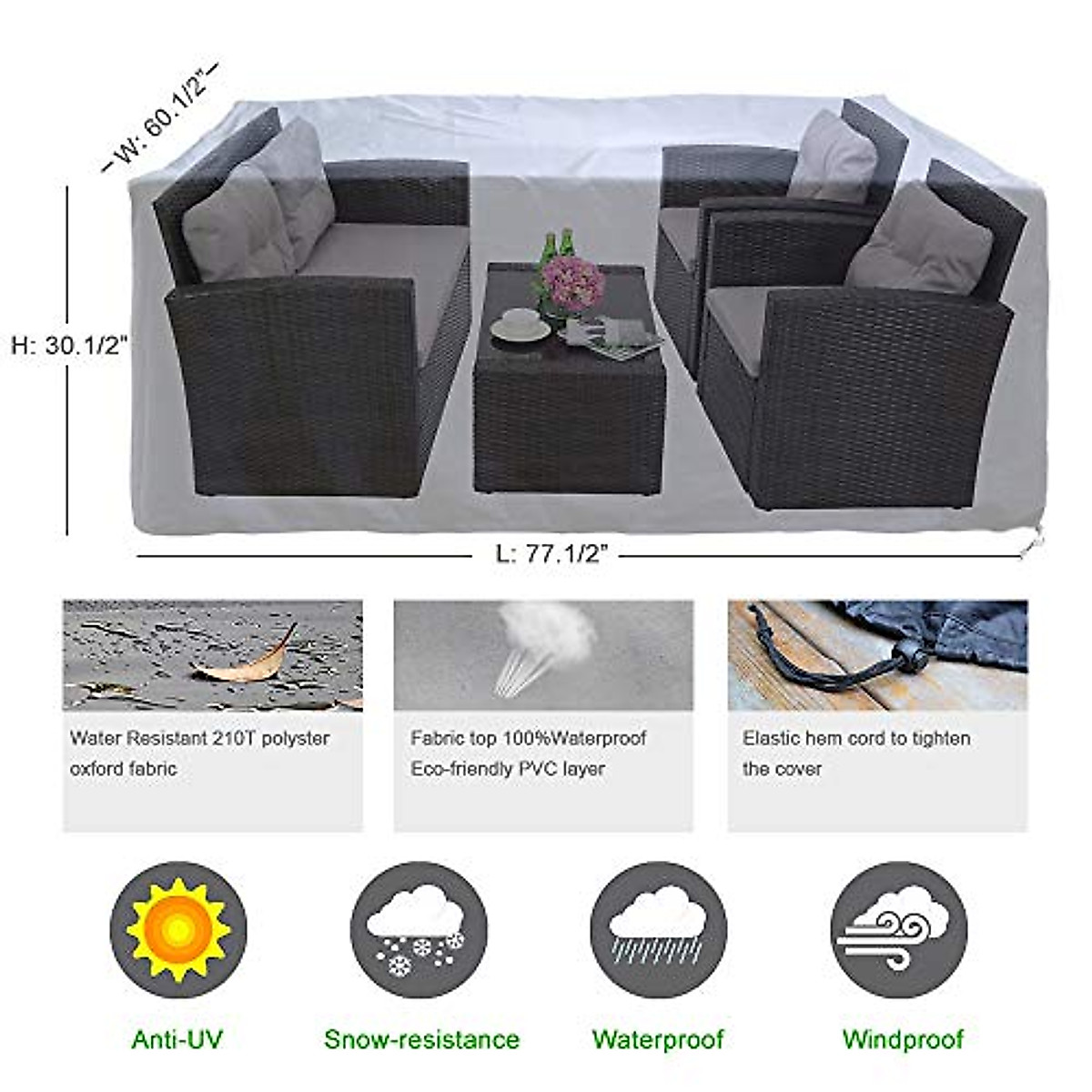 HAPLIFE Patio Furniture Set Covers Outdoor Conversation Set Covers Sectional Garden Sofa Covers Chair Loveseat Covers Waterproof Dust Protective