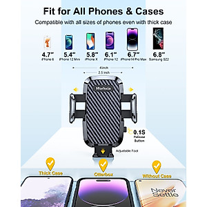 Rorhxia 3-in-1 Phone Mount for Car [2024 Most Stable and Flexible Suction Cup] Vent Dashboard Windshield Cell Phone Holder Car Fit for iPhone 15 14 13 12 Pro Max Samsung S23 S22 S21 All Phone