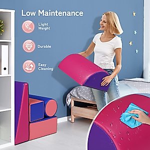 JOYMOR Soft Foam Climbing Blocks 5-Pieces Set, Crawl and Climb Foam Blocks, Beginner Toddler Climber with Slide & Ramp, Indoor Active Play Structures for Babies and Toddlers Age 1-3